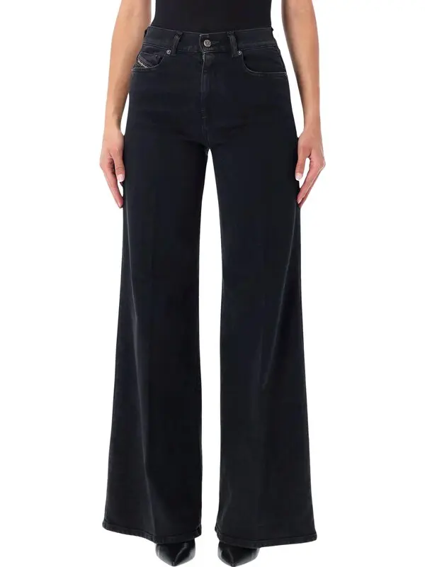 DIESEL® Stretch Cotton Wide Leg Jeans - Nero