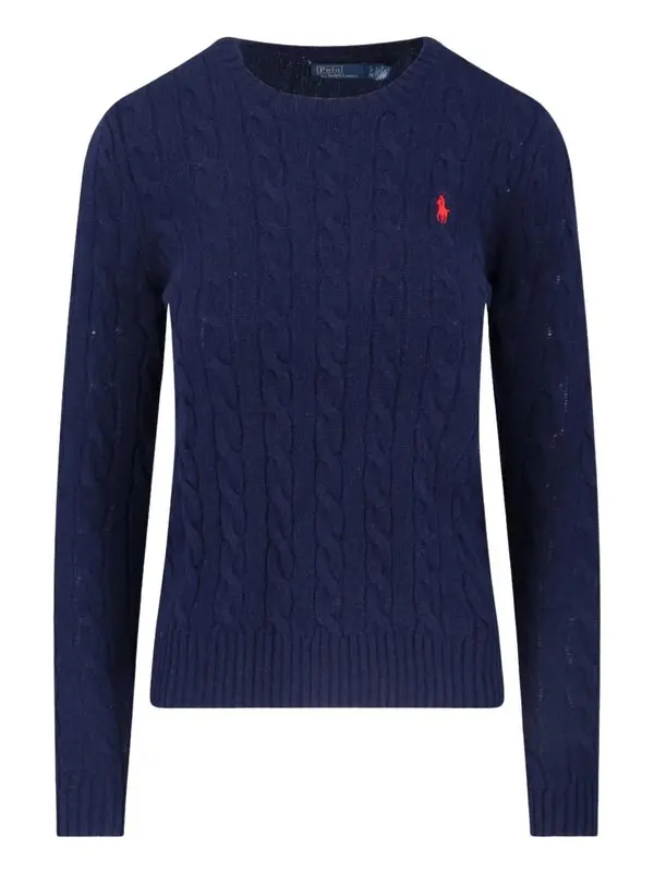Ralph Lauren Cable-knit Long-sleeve Polo Sweater - Navy