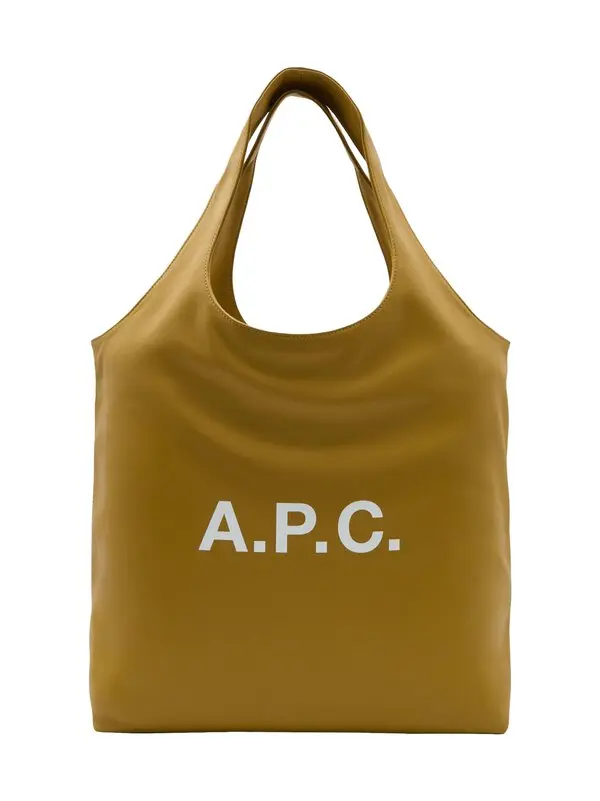 A.p.c. Two-handle Tote Bag With Front Logo Print - Verde