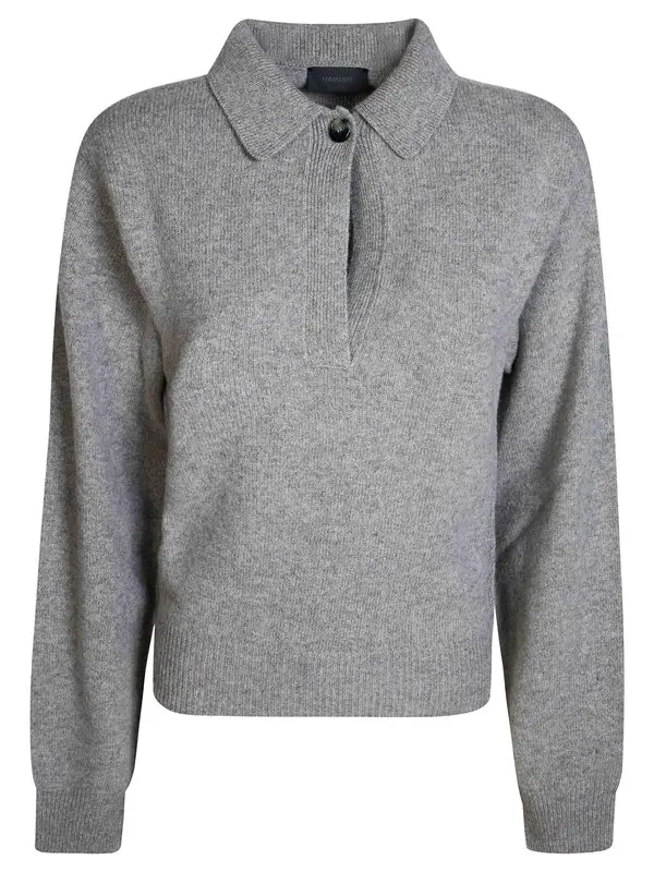 HAIKURE Grey Knit Polo Shirt - Grigio