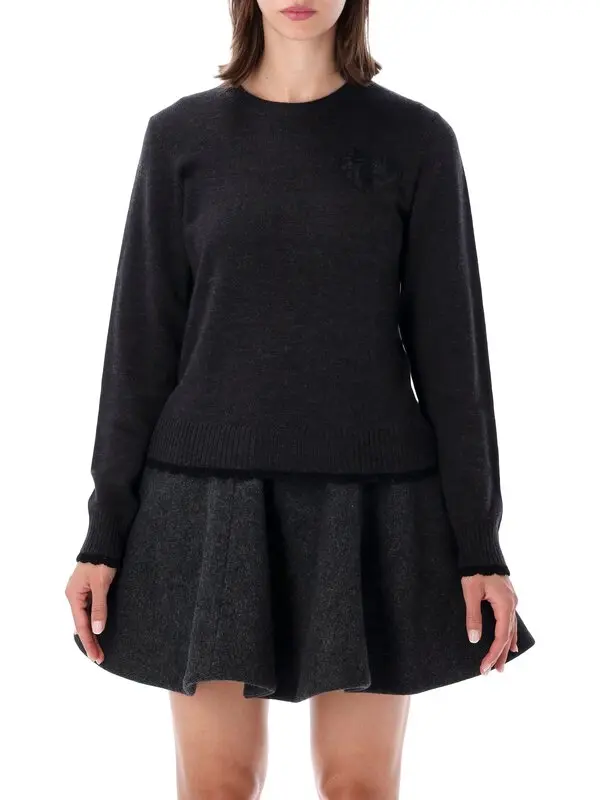 GANNI Wool-cotton Crew Neck Sweater - Phantom Grey