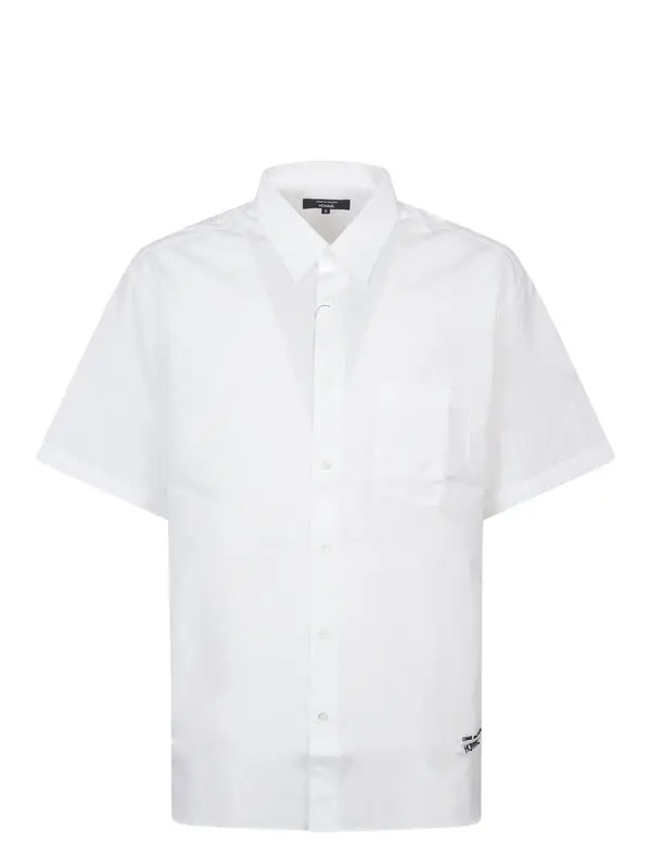 Comme Des Garçons Short Sleeve Button-up Shirt With Chest Pocket - White