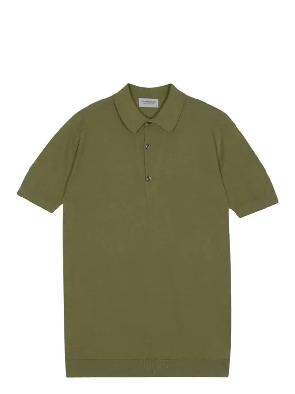 John Smedley Short Sleeve Knit Polo Shirt - Green