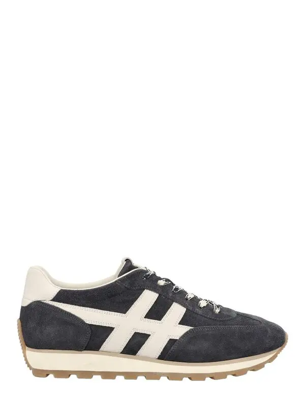 Hogan H' Logo Lace-up Sneakers With Ridged Sole - Navy
