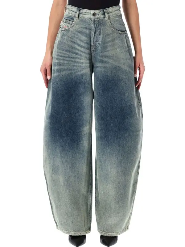 DIESEL® High-rise Wide Barrel Jeans - Mid Blue
