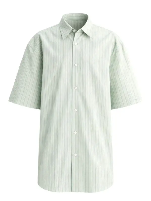 Dries Van Noten Striped Short-sleeve Button-up Shirt - Green