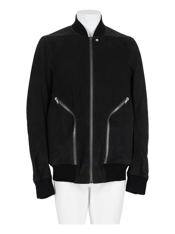 Rick Owens Leather Bomber Jacket - Black