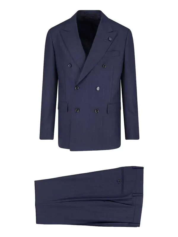 LARDINI Wool-cashmere Blend Double-breasted Dress Coat - Blue