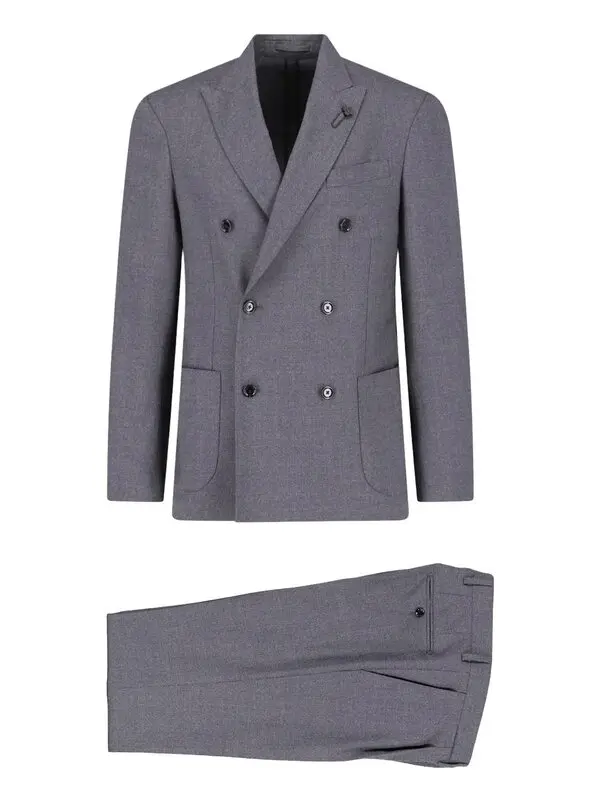 LARDINI Wool-cashmere Blend Double-breasted Dress Coat - Grey