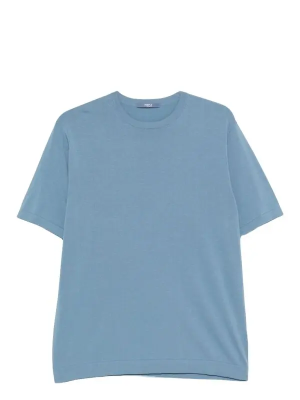 PEOPLE OF SHIBUYA Lightweight Cotton Crew Neck Sweater - Light Blue