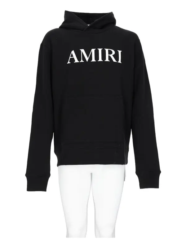Amiri Cotton Hooded Sweatshirt With Logo - Black