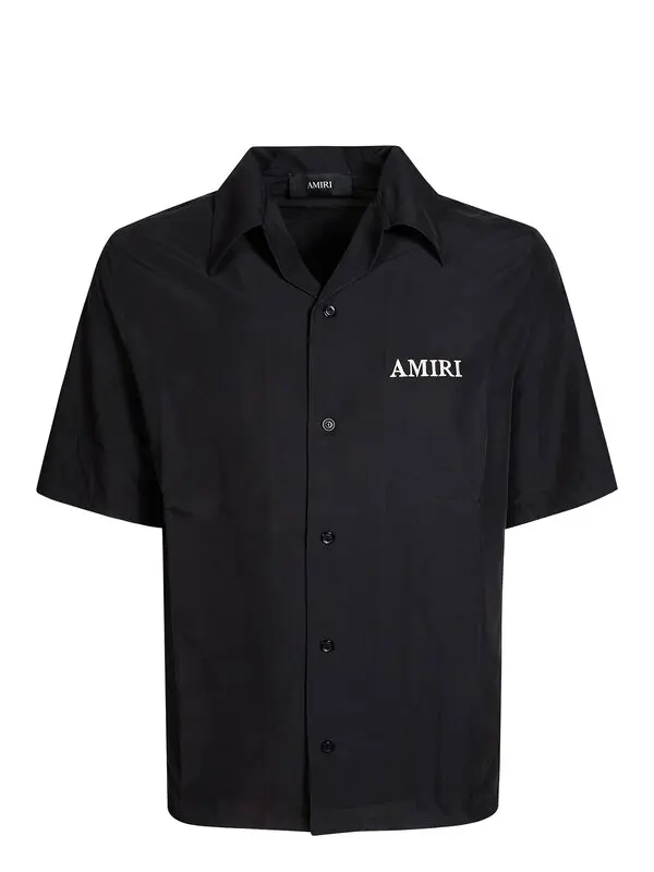 Amiri Camp Logo T-shirt In Modal-poly Blend - Nero