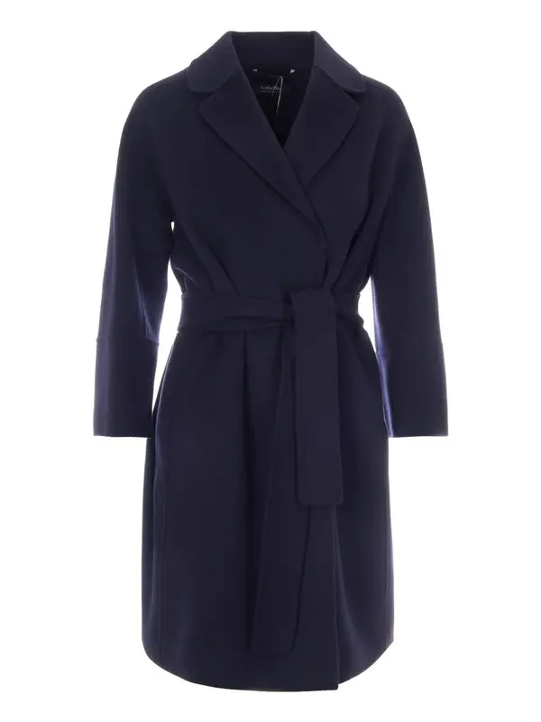 Max Mara Belted Wool-blend Wrap Coat - Blu Notte
