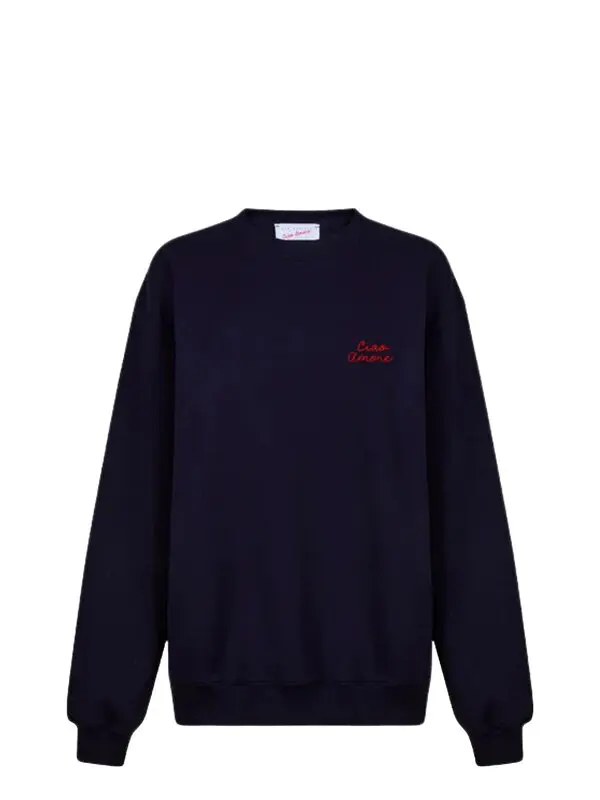 Giada Benincasa Cotton Crewneck Sweater - Navy