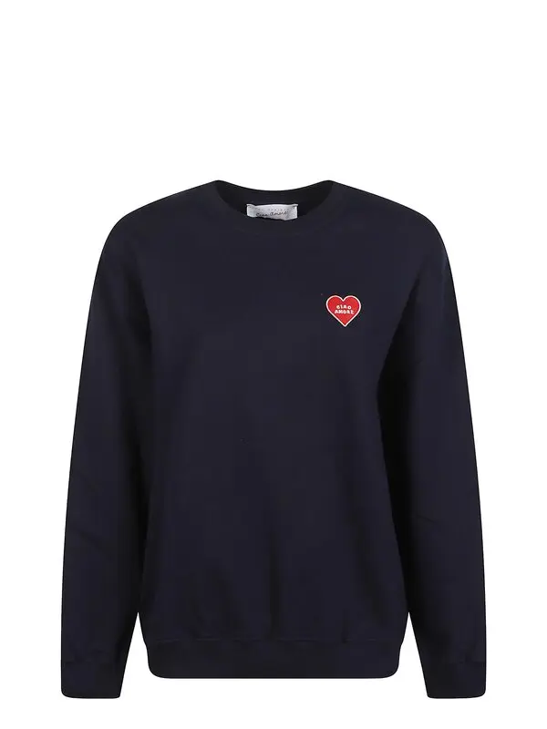 Giada Benincasa Crew Neck Embroidered Heart Sweatshirt - Navy