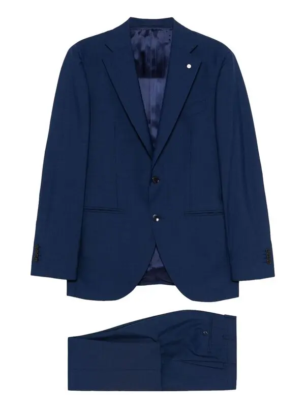 LUIGI BIANCHI Front Button Fastening Suit With Internal Pocket And Vents - Navy