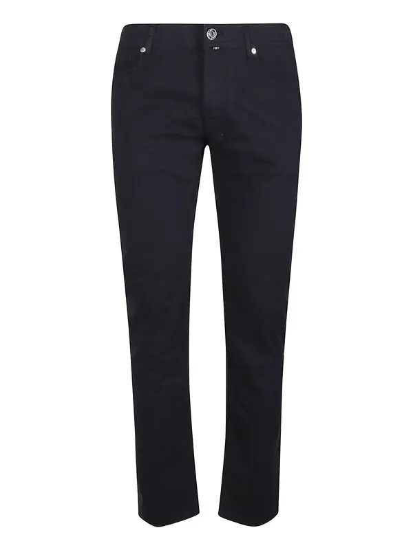 Jacob Cohen Classic Button-down Slim Fit Jeans With Five Pockets - Navy
