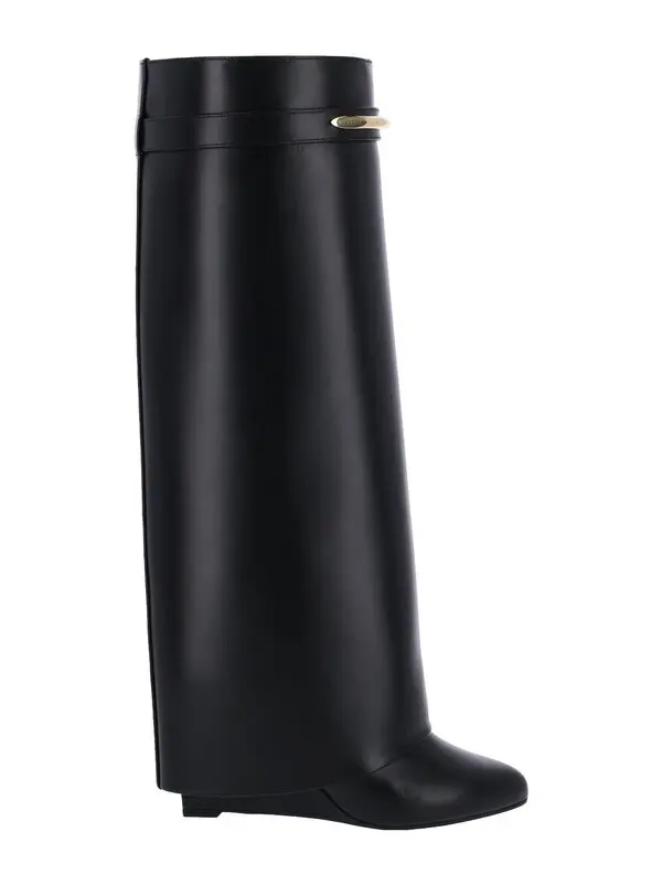 Givenchy Knee High Wedge Boots With Metal Detail - Black