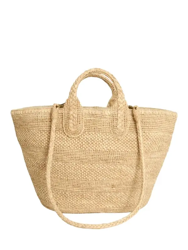 IBELIV Raffia Tote Bag With Braided Handles - Ecru