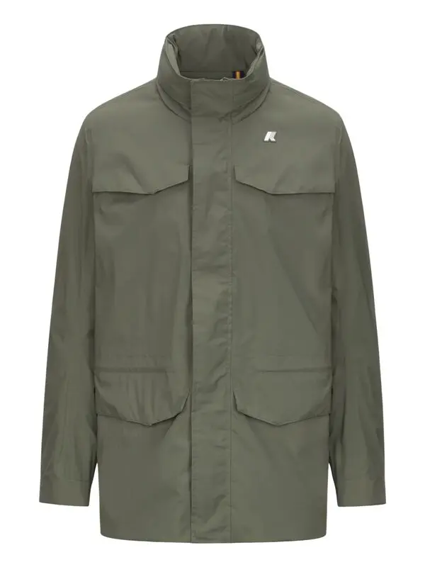 K-WAY Lightweight Spring Jacket With Stand Collar - Green