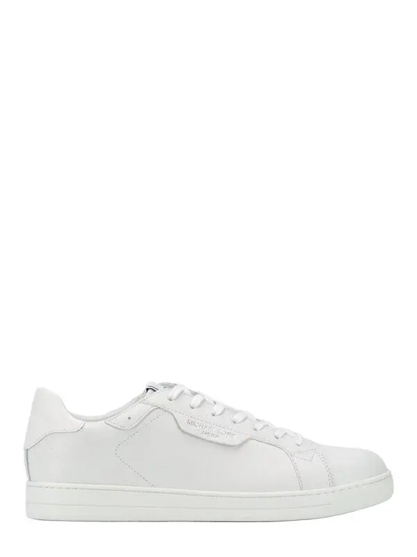 Michael Kors Premium Leather Round Toe Lace-up Sneakers - White