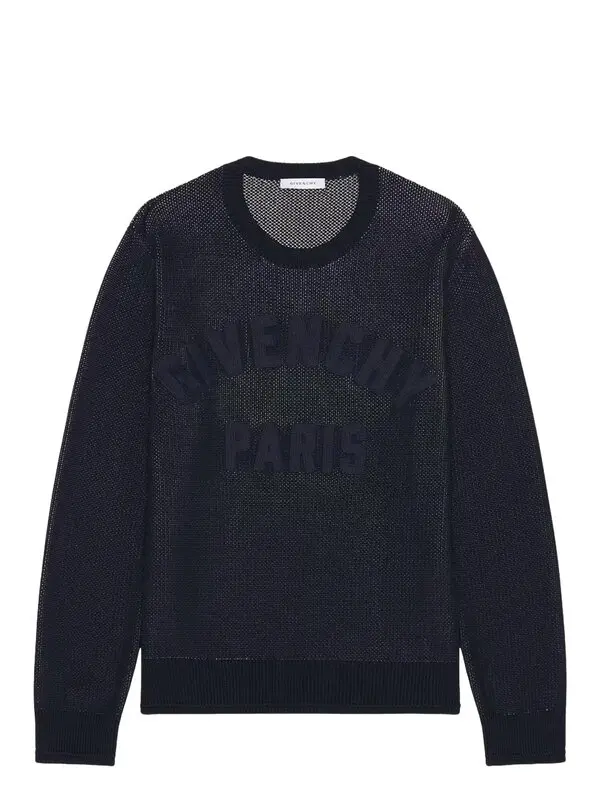 Givenchy Crew Neck Knit Sweater With " Paris" Appliqu - Navy
