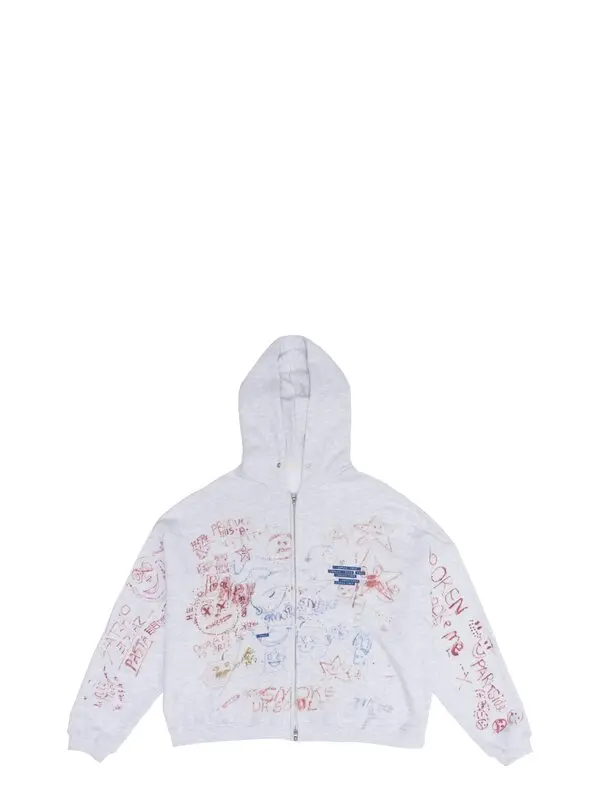 PALY Cotton Graphic Zip-up Hooded Sweatshirt - Multicolor