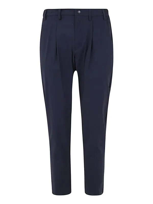PEOPLE OF SHIBUYA Pleated Stretch Trousers - Navy