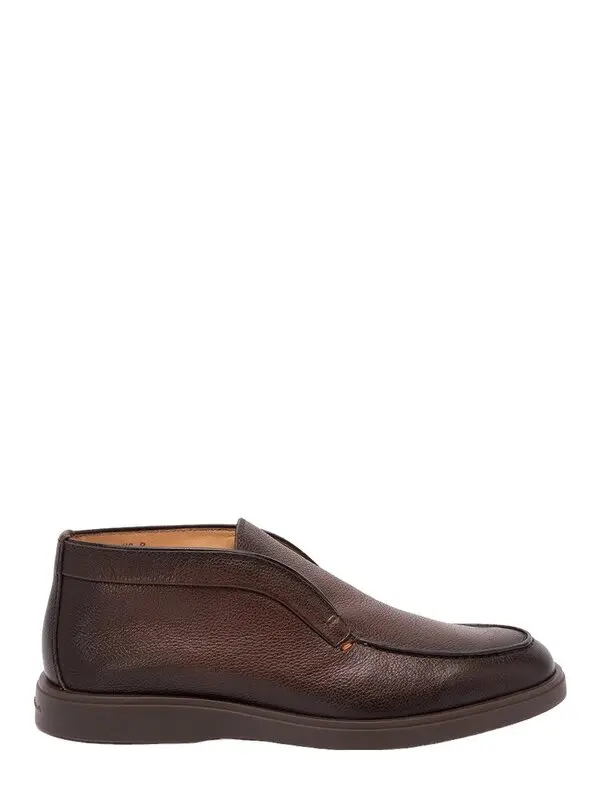 Santoni Dark Brown Lambskin Chukka Boots - Multicolor