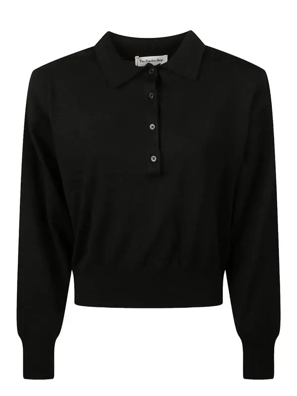 THE FRANKIE SHOP Croydon Wool Blend Polo Shirt - Black