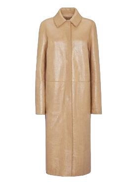 Fendi Long Leather Coat - Beige