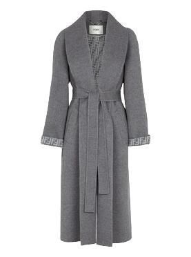 Fendi Midi Coat With Shawl Collar - Grey