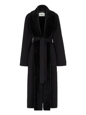 Fendi Wrap Coat With Shawl Collar - Black