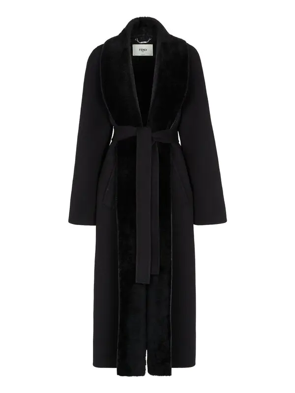 Fendi Wrap Coat With Shawl Collar - Black