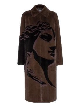 Fendi Mink Coat With Roman Statue Motif - Brown
