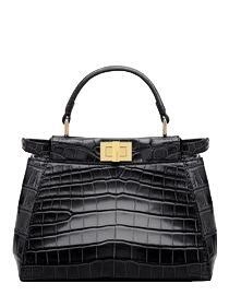 Fendi Peekaboo Mini Crocodile Leather Bag - Black