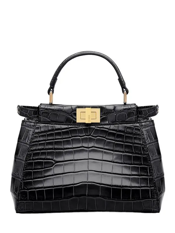 Fendi Peekaboo Mini Crocodile Leather Bag - Black