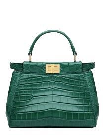 Fendi Peekaboo Mini Crocodile Handbag - Green