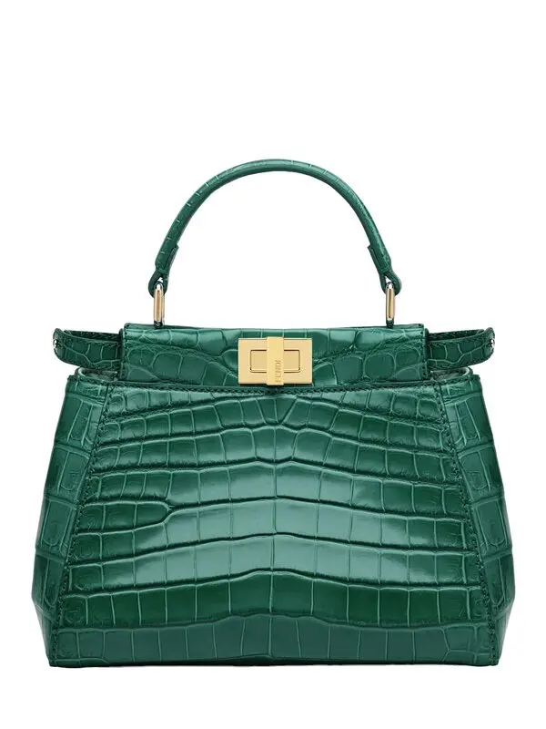 Fendi Peekaboo Mini Crocodile Handbag - Green