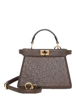Fendi Peekaboo Iseeu Petite Ostrich Leather Handheld Bag - Brown