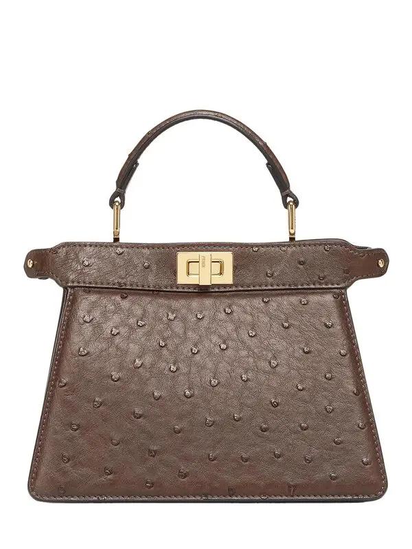 Fendi Peekaboo Iseeu Petite Ostrich Leather Handheld Bag - Brown