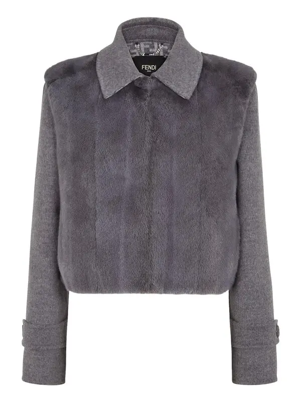 Fendi Wool And Mink Blouson Jacket - Grey