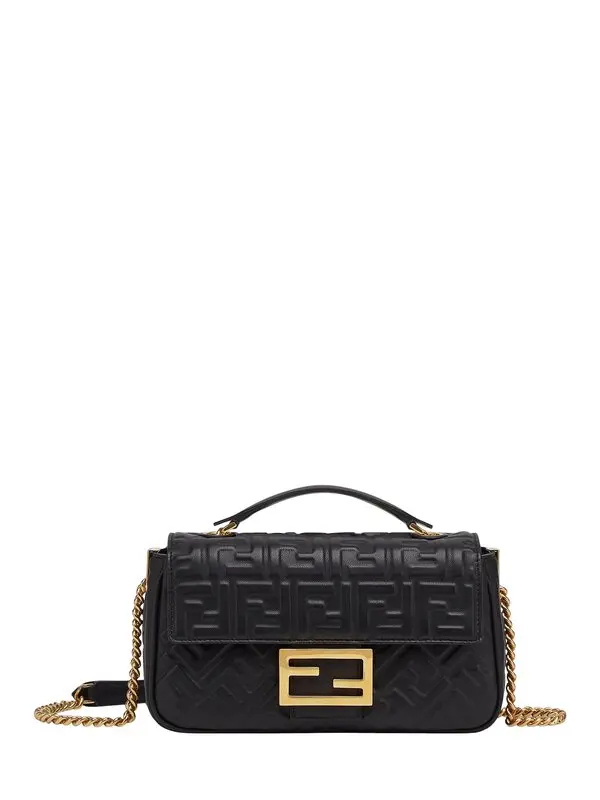 Fendi Baguette Chain Midi Shoulder Bag - Black