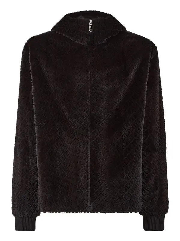 Fendi Micro-ff Laser-cut Mink Blouson Jacket - Black