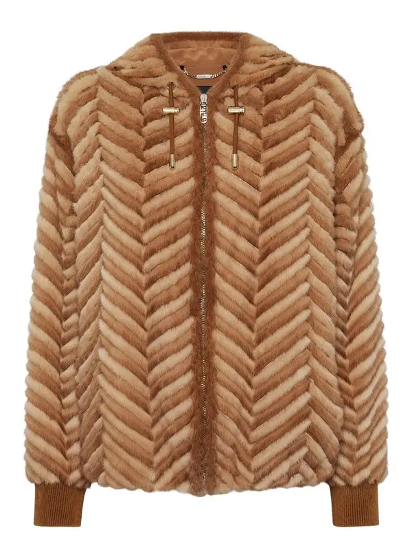 Fendi Mink Chevron Jacket - Brown