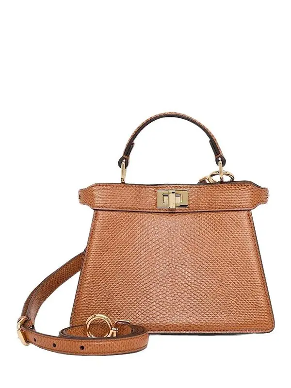 Fendi Peekaboo Iseeu Petite Karung Leather Handbag - Brown