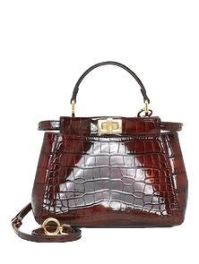 Fendi Peekaboo Mini Alligator Bag - Brown