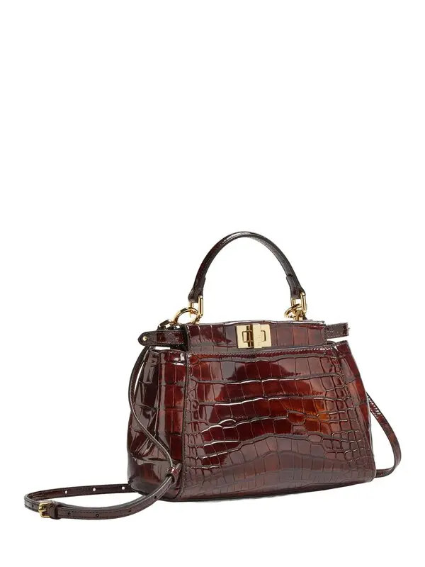 Fendi Peekaboo Mini Alligator Bag - Brown