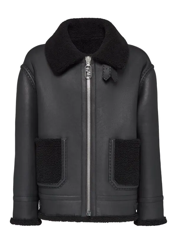 Fendi Shearling Aviator Jacket - Black