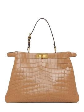 Fendi Peekaboo Soft Large Crocodile Bag - Beige